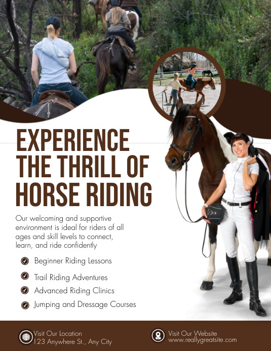 Maximalist Horse Riding Lessons Flyer (us Let Template | PosterMyWall