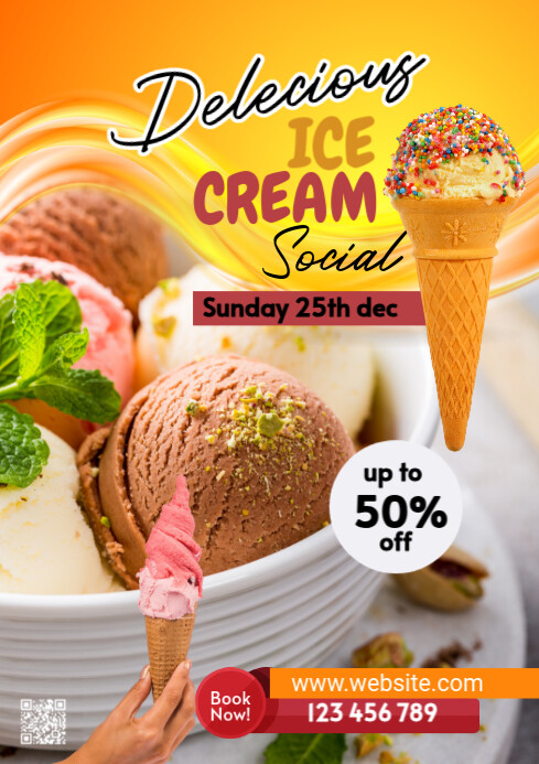 Maximalist Ice Cream Social A3 Template | PosterMyWall