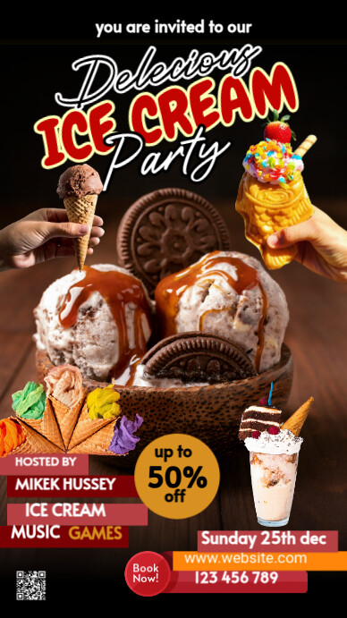 Maximalist Ice Cream Social Whatsapp Status Template | PosterMyWall