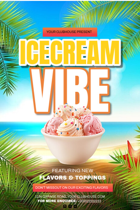 Maximalist Icecream Vibes Party Flyer Poster Template | PosterMyWall