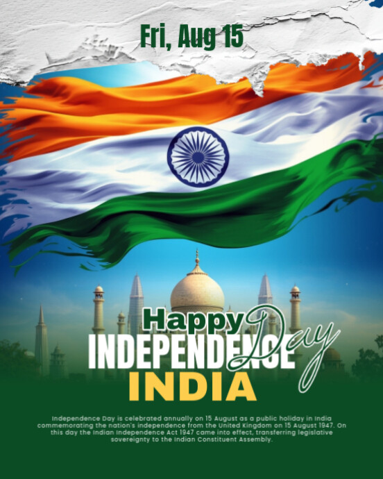 Maximalist Indian Independence Day Instagram Portrait Template | PosterMyWall
