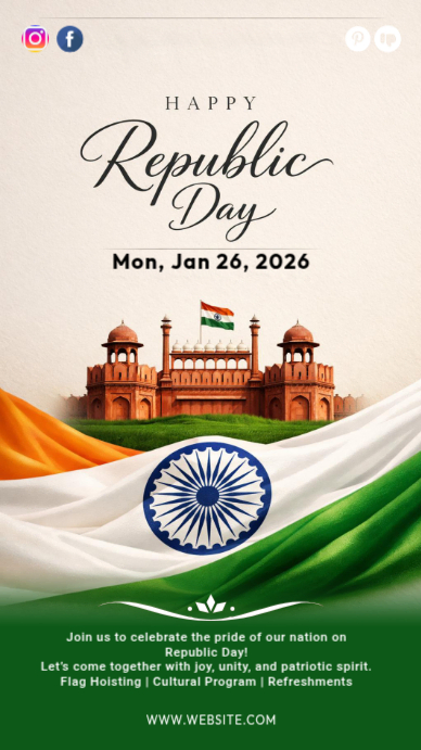 Maximalist Indian Republic Day Facebook Story Template | PosterMyWall
