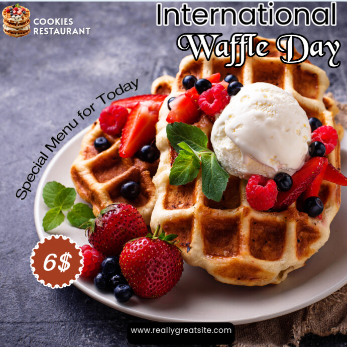 Maximalist International Waffle Day Instagram Post Template | PosterMyWall
