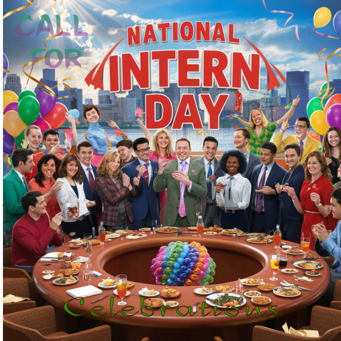 Maximalist joyful National Intern Day post Template | PosterMyWall