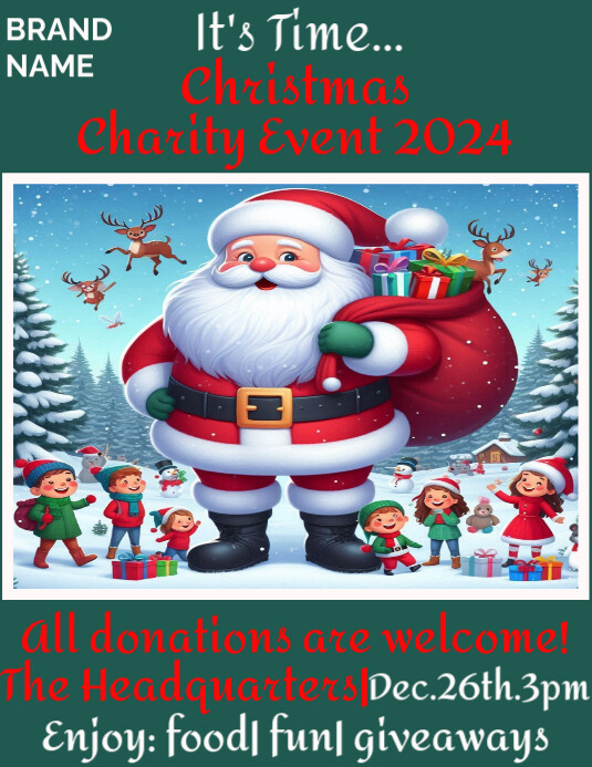 Red Santa Claus Inspired Christmas Charity Donations Event Template ...