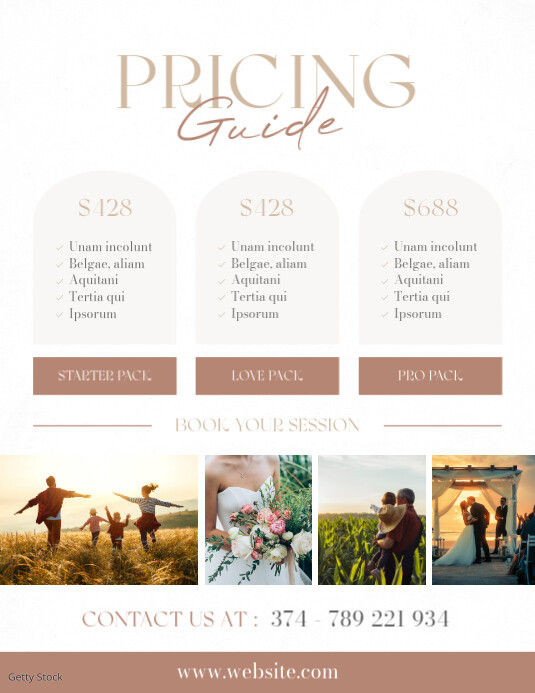 Copy of Maximalist Kaki And White And Gold Minimal Photography Pricing Guide Template Design ...