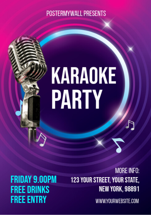 Maximalist Karaoke Party Event Poster Flyer A Template | PosterMyWall
