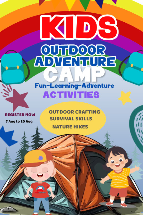 Maximalist Kids Outdoor Adventure Camp Poster Template | PosterMyWall
