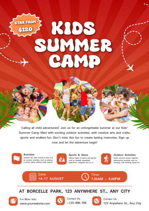 Modèle Maximalist Kids Summer Camp Ads Flyer Template A2 | PosterMyWall