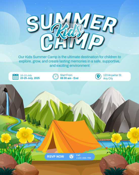 Maximalist Kids Summer Camp Instagram Portrait Template | PosterMyWall