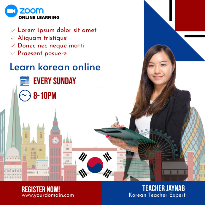 Maximalist Korean Zoom Online Instagram Post Template | PosterMyWall