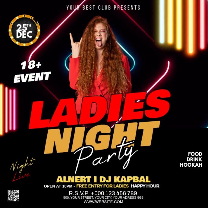 Maximalist Ladies' Night Instagram Post Template | PosterMyWall