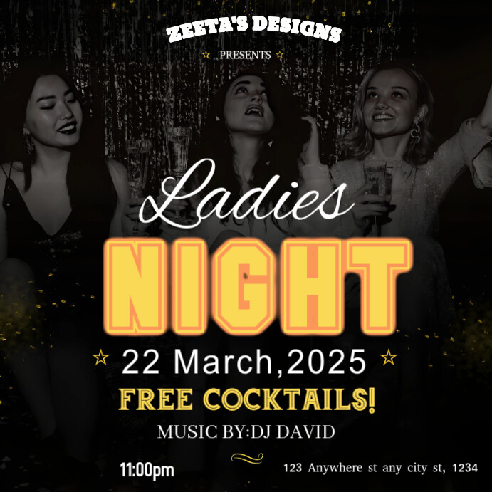 Maximalist Ladies Night Party Instagram Post Template | PosterMyWall