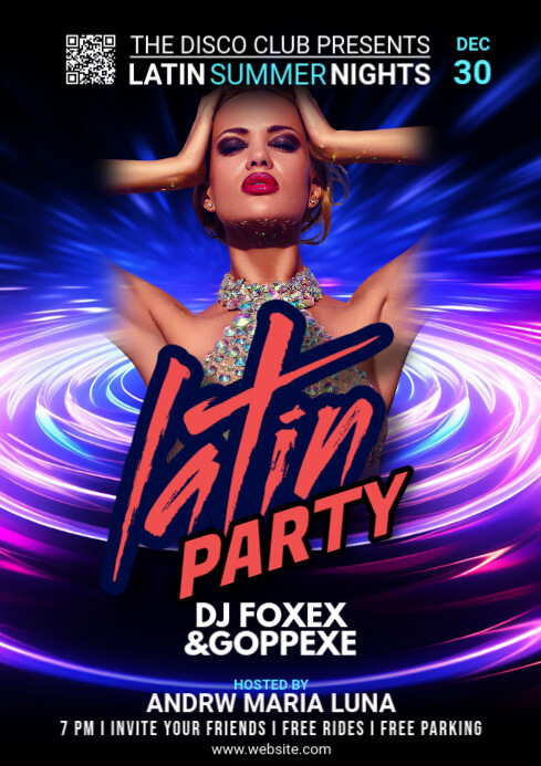 Maximalist Latin Nights Nightclub Flyer A1 Template | PosterMyWall