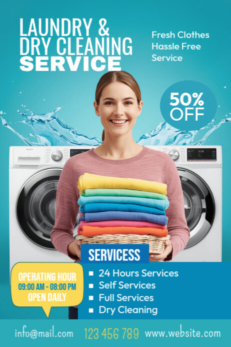 Maximalist Laundry Service Poster Template | PosterMyWall