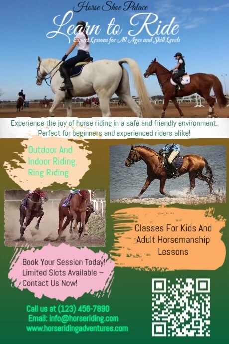 Maximalist Learn Horse Riding Poster Template | PosterMyWall