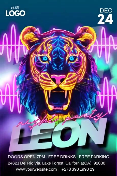 Maximalist Leon Party Poster Template | PosterMyWall