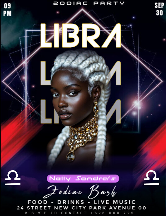 Maximalist Libra Zodiac Bash Flyer (us Letter) Template | PosterMyWall