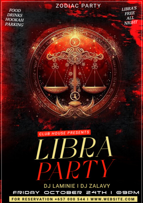 Maximalist Libra Zodiac Party A4 Template | PosterMyWall