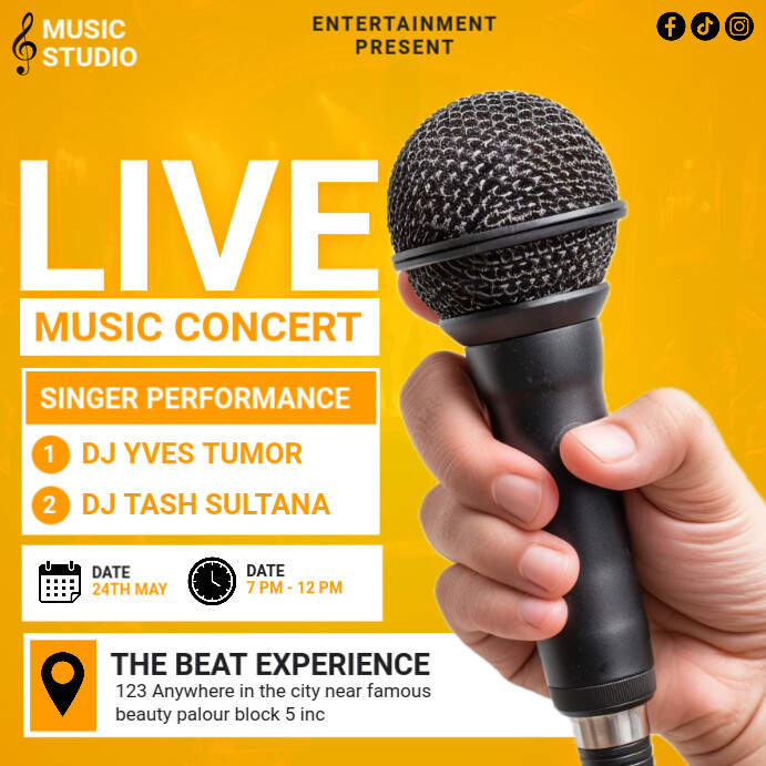 Maximalist Live Music Concert Instagram Post Templat | PosterMyWall