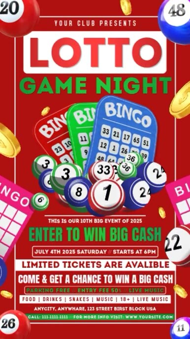 Maximalist Lotto Night | Lotto Game Night Instagram Story Template ...