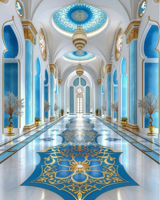 Maximalist majestic Islamic Palace Corridor Instagram Portrait Template ...