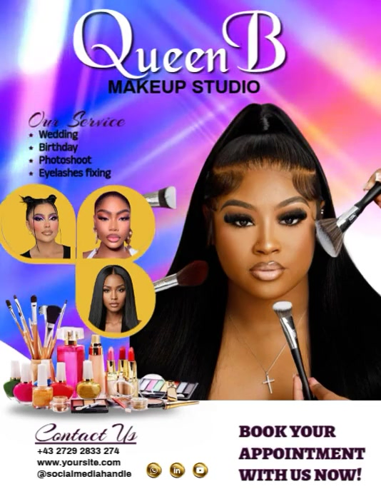 Maximalist Makeup Artist Poster Design Video Ad Templates Flyer (us ...