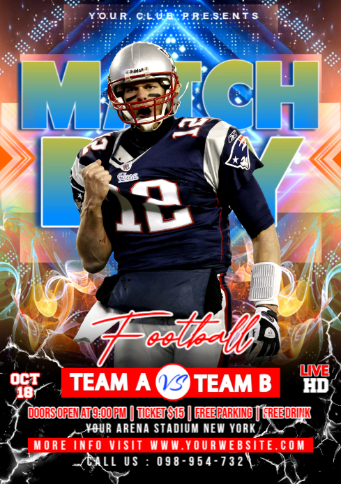 Maximalist Match Day Football Flyer A3 Template | PosterMyWall