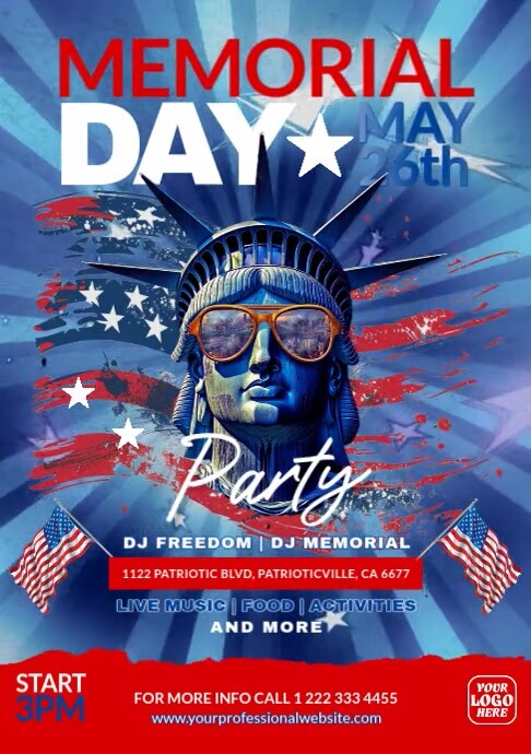 Maximalist Memorial Day Party Flyer Template | PosterMyWall