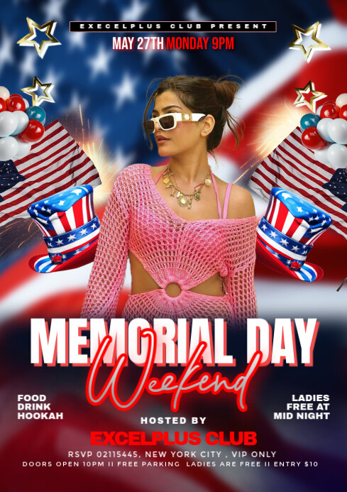 Maximalist Memorial Day Weekend Party A4 Template | PosterMyWall