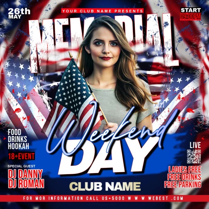 Plantilla de Maximalist Memorial Day Weekend Party Flyer Instagram Post | PosterMyWall