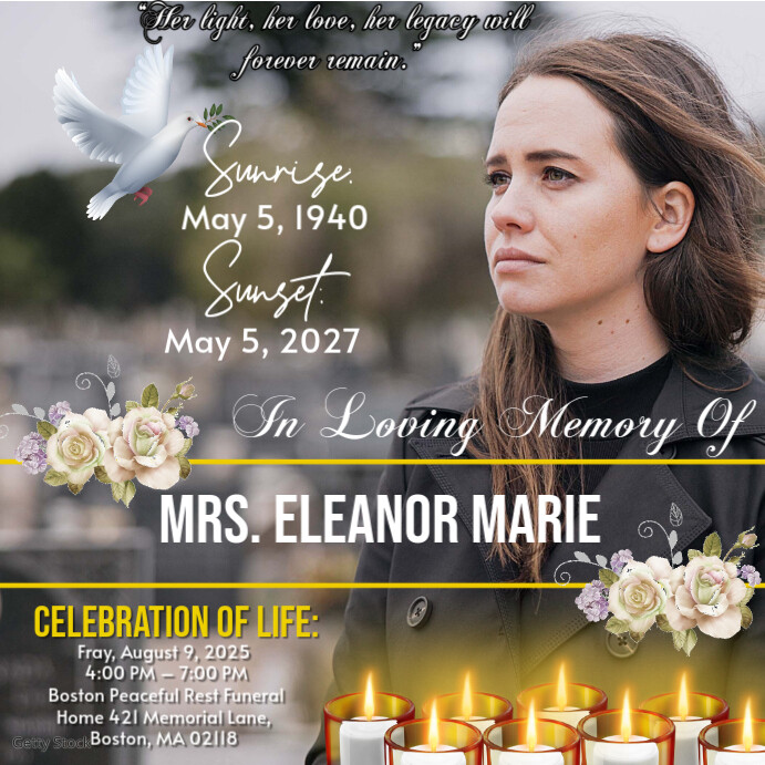 Maximalist Memorial Funeral Announcement Flyer, Funeral Instagram Post ...