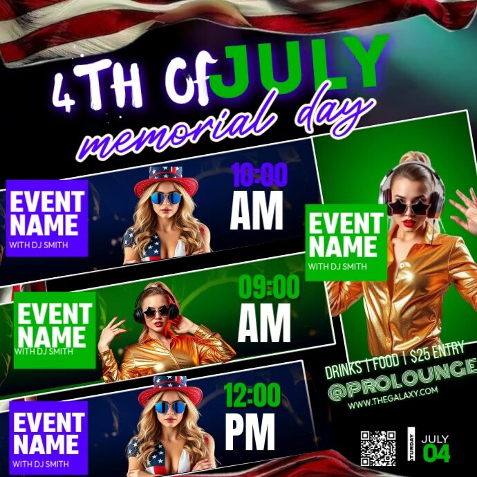 Maximalist Memorial Night Party Video Instagram Post Template | PosterMyWall