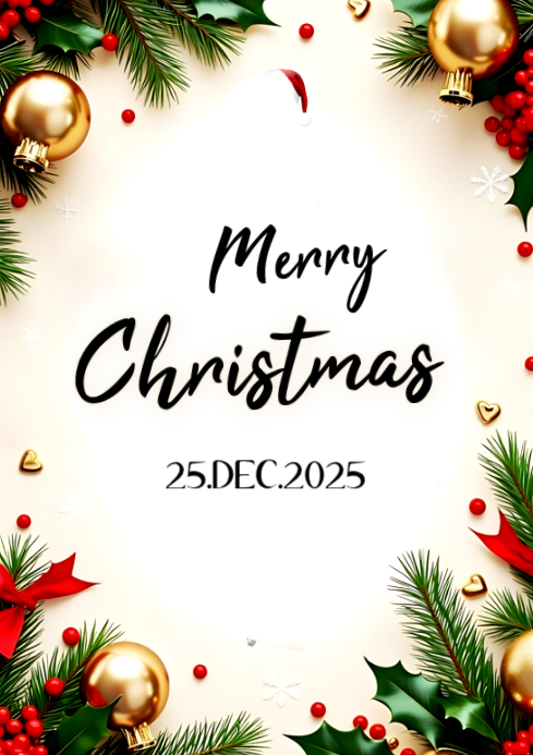 Maximalist Merry Christmas Card A4 Template | PosterMyWall