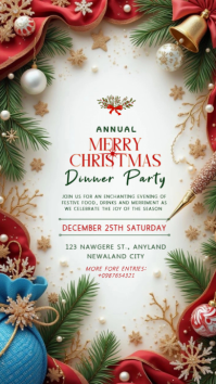 White Maximalist Merry Christmas Dinner Party Invitation Whatsapp ...