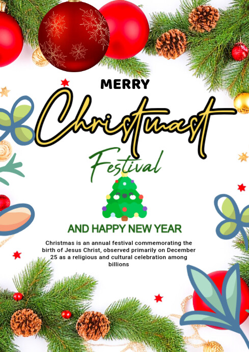 Maximalist Merry Christmas Flyer A2 Template | PosterMyWall