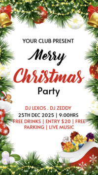 White Maximalist Merry Christmas Party Instagram Story Template ...