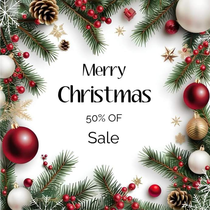 Maximalist Merry Christmas Sale Instagram Post Template | PosterMyWall