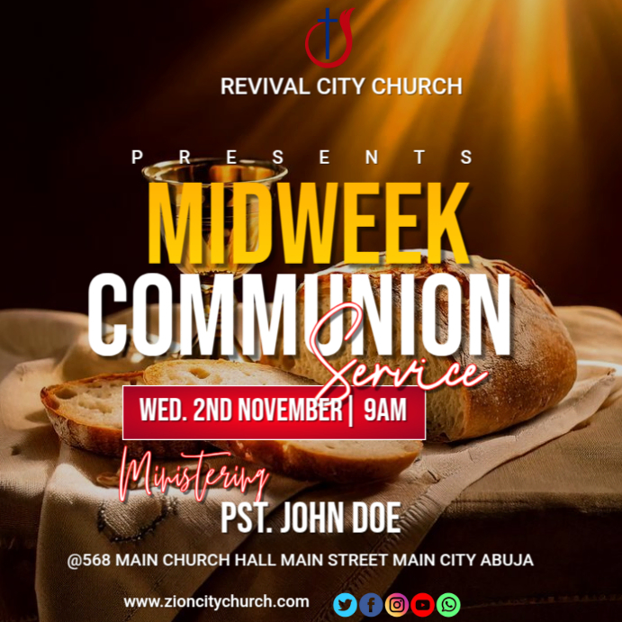 Maximalist Midweek Communion Service Instagram Post Template | PosterMyWall