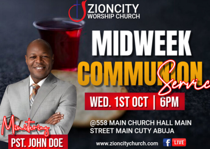 Maximalist Midweek Communion Service Postcard Template | PosterMyWall