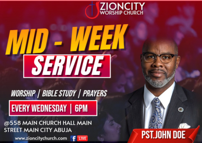 Maximalist Midweek Service Flyer Postcard Template | PosterMyWall