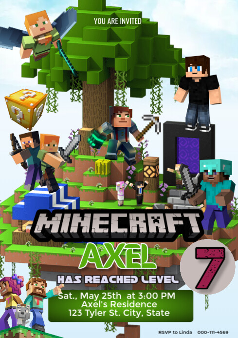 Copy of Maximalist Minecraft Birthday A4 | PosterMyWall