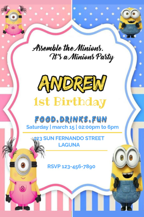 Maximalist Minions-birthday-party-invitation-card-design-template ...