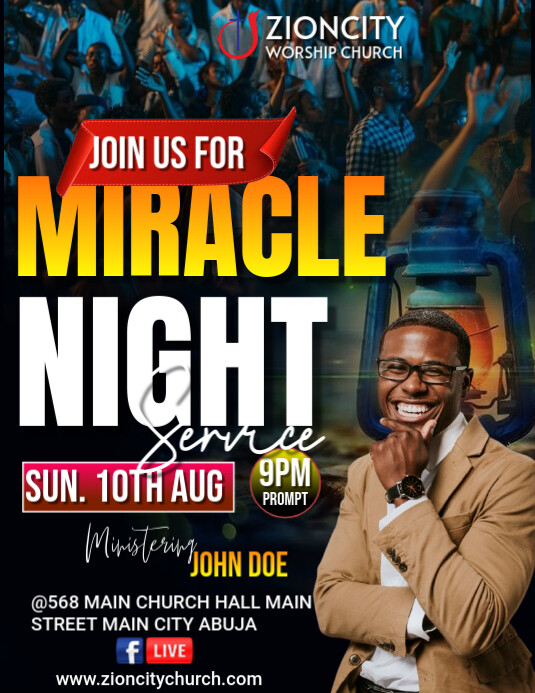 Copy of Maximalist Miracle Night Sunday Service Flyer (us Letter ...