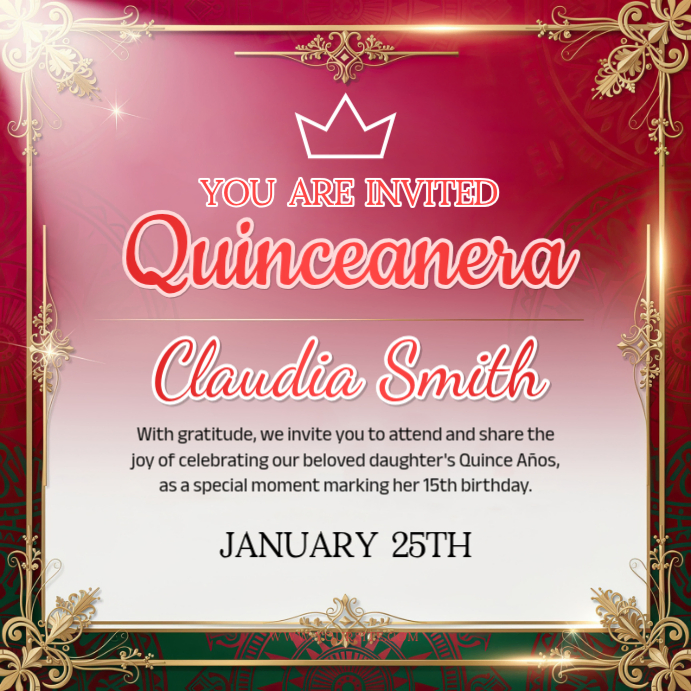Plantilla de Maximalist Miss Quinceanera Invitation Instagram Post ...