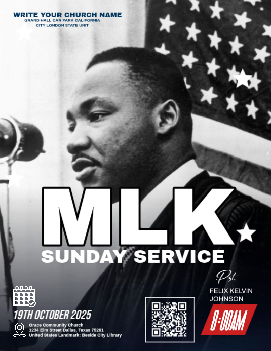 Maximalist Mlk Sunday Service Design Template Flyer (us Letter ...