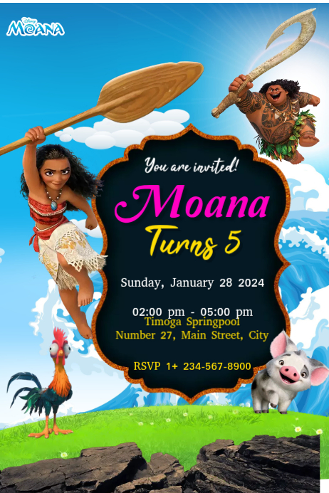 Maximalist Moana Birthday Poster Template | PosterMyWall