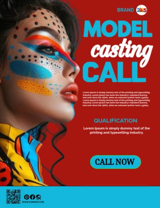 Plantilla de Maximalist Model Casting Flyer 2025 (us Letter) || Model cast 2025 | PosterMyWall