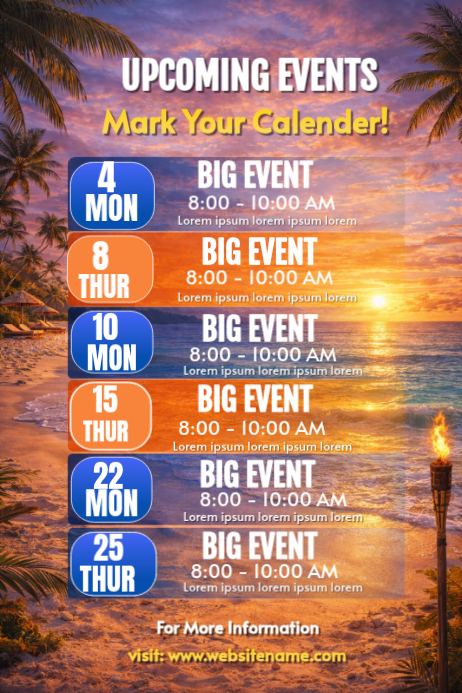 Maximalist Modern Upcoming Events Schedule Flyer Poster Template ...