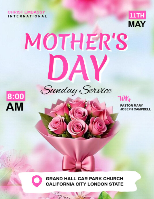 Maximalist Mothers Day Sunday Service Invitation Template Flyer (us ...